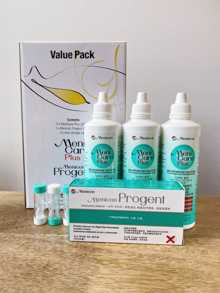 Menicon Value Pack: 3x MeniCare Plus, 1x Menicon Progent – Invision Eyecare